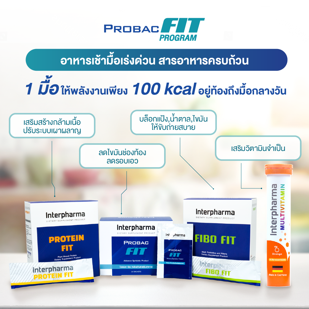 พักผ่อนเพียงพอ + ทาน PROBAC FIT SERIES = ลดน้ำหนักได้ - Interpharma Group